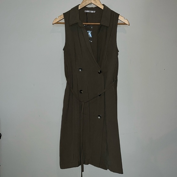 Mango | Dresses | Mango Khaki Green 9s Y2k Style Collard Trench Dress ...